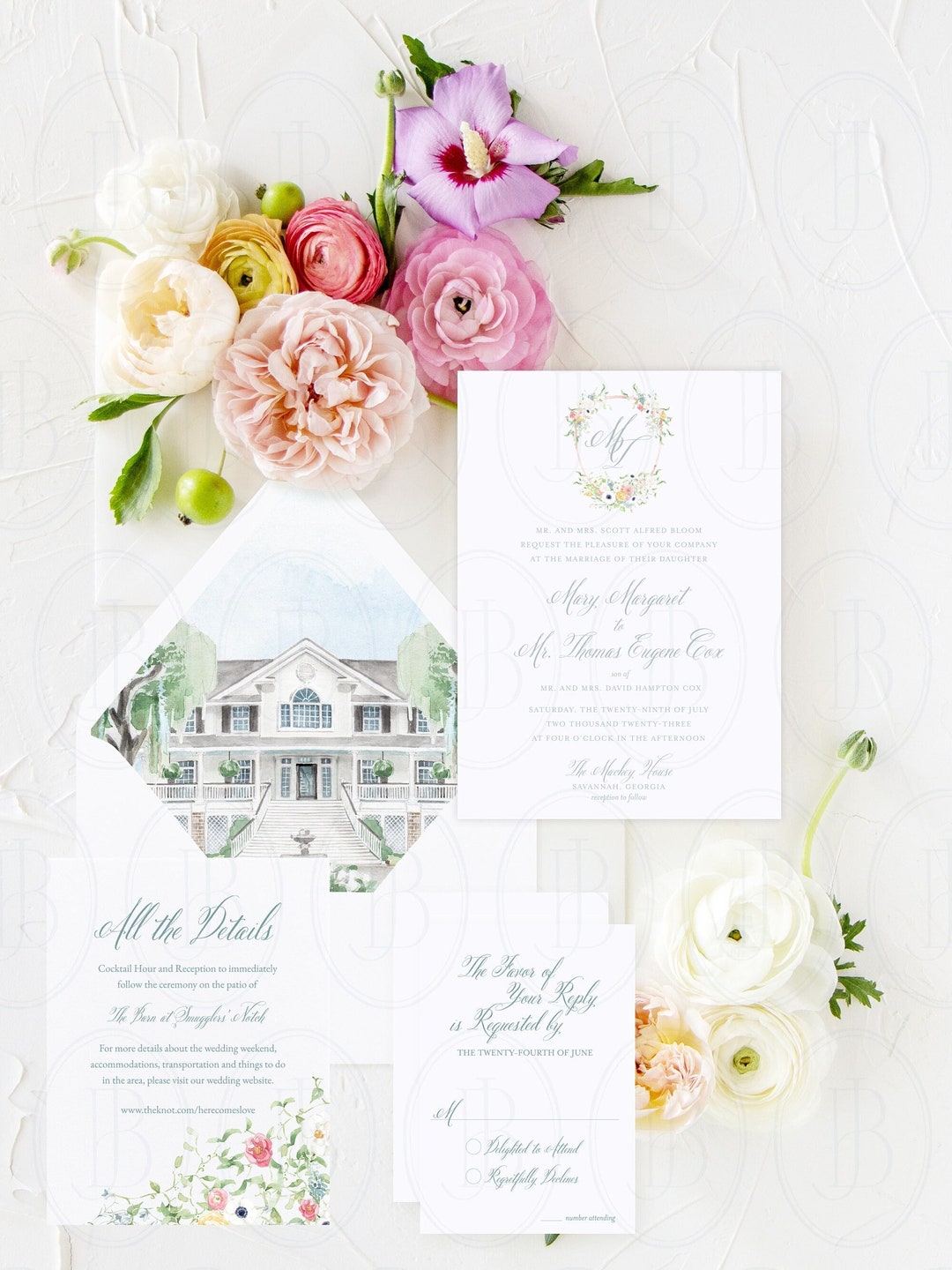 Custom Envelope Liner Wedding Invitation, Venue Illustration Envelope ...