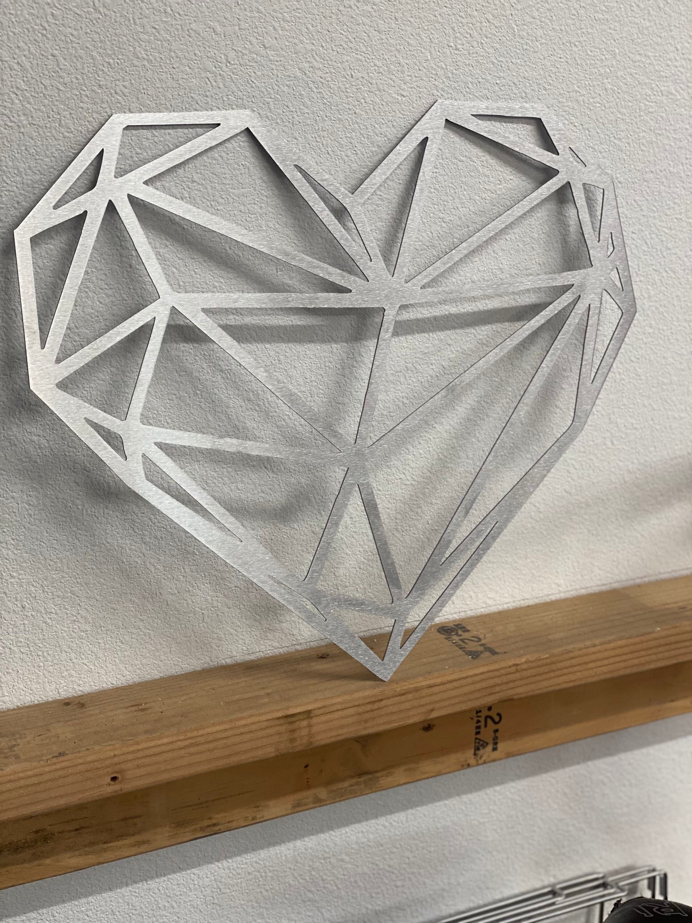 Geometric Metal Heart Metal wall art Valentines Day | Etsy