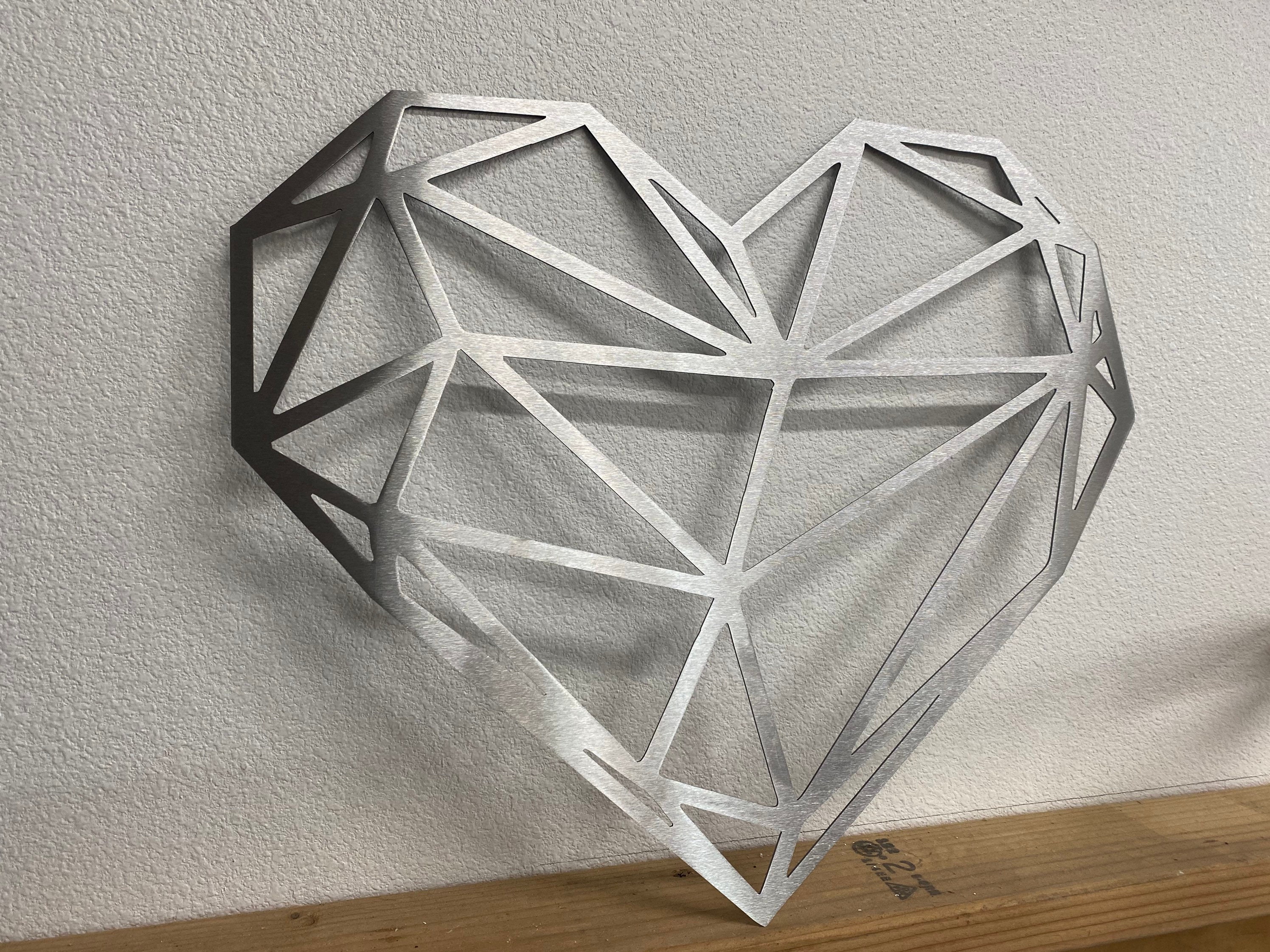 Geometric Metal Heart Metal wall art Valentines Day | Etsy