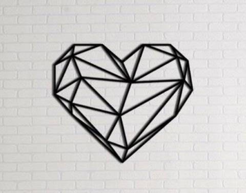 Geometric Metal Heart Metal wall art Valentines Day | Etsy