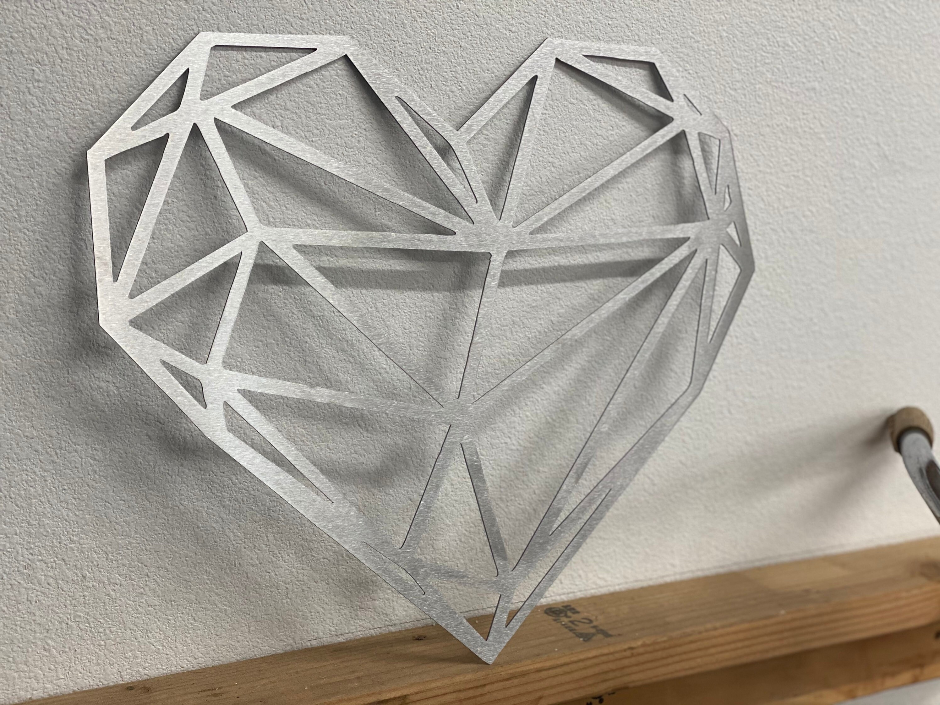 Geometric Metal Heart Metal wall art Valentines Day | Etsy