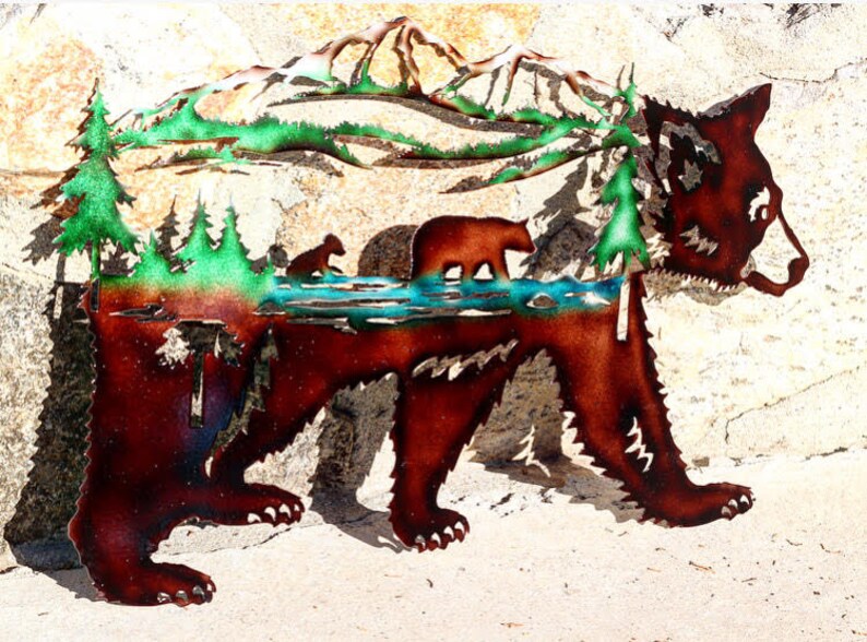 Laser Cut Bear Metal wall art Metal bear wall art Metal | Etsy