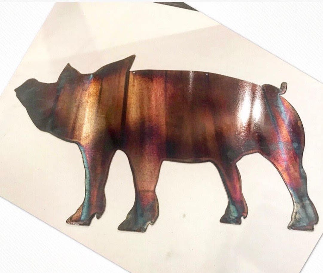Metal Pig, Laser Cut Pig, Patina Wall Decor, Pig Home Decor, Metal Pig ...