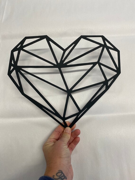 Geometric Metal Heart Metal wall art Valentines Day | Etsy