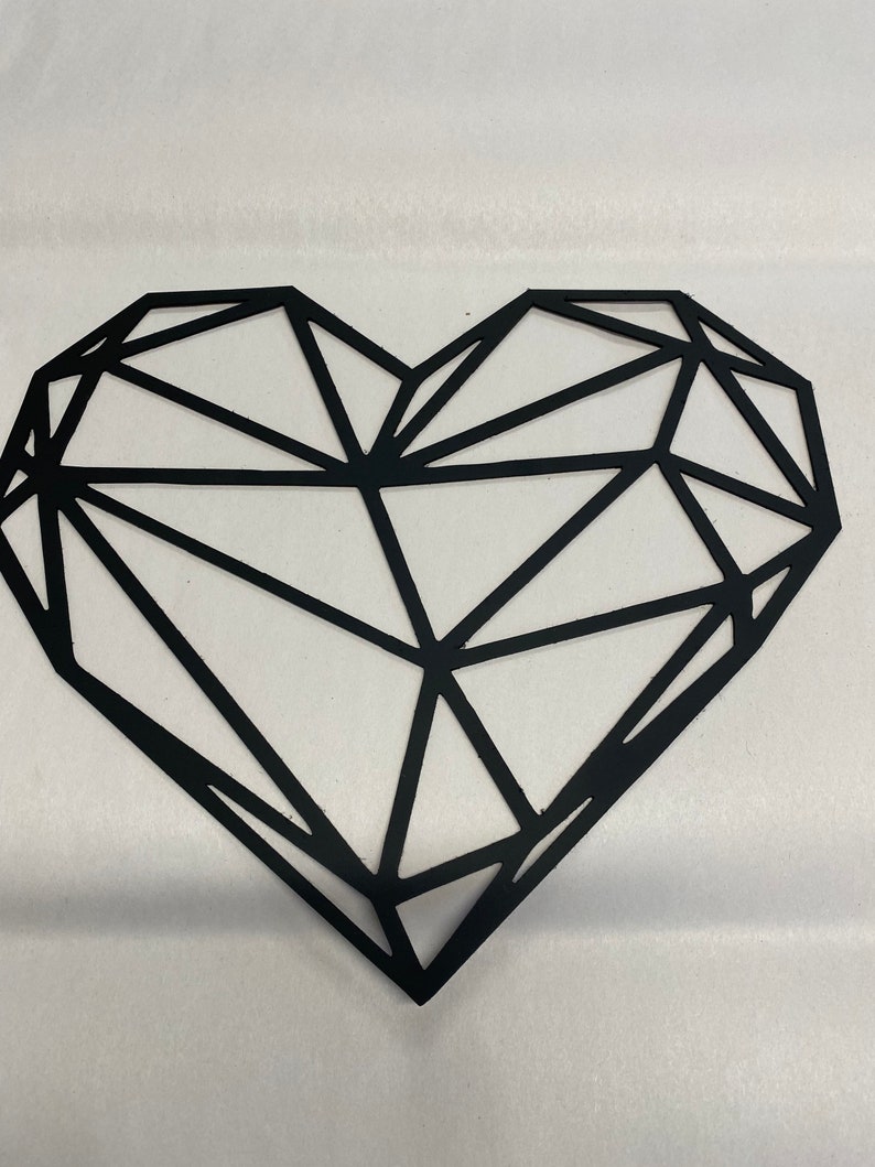 Geometric Metal Heart Metal wall art Valentines Day | Etsy