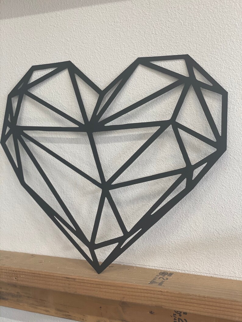 Geometric Metal Heart Metal wall art Valentines Day | Etsy
