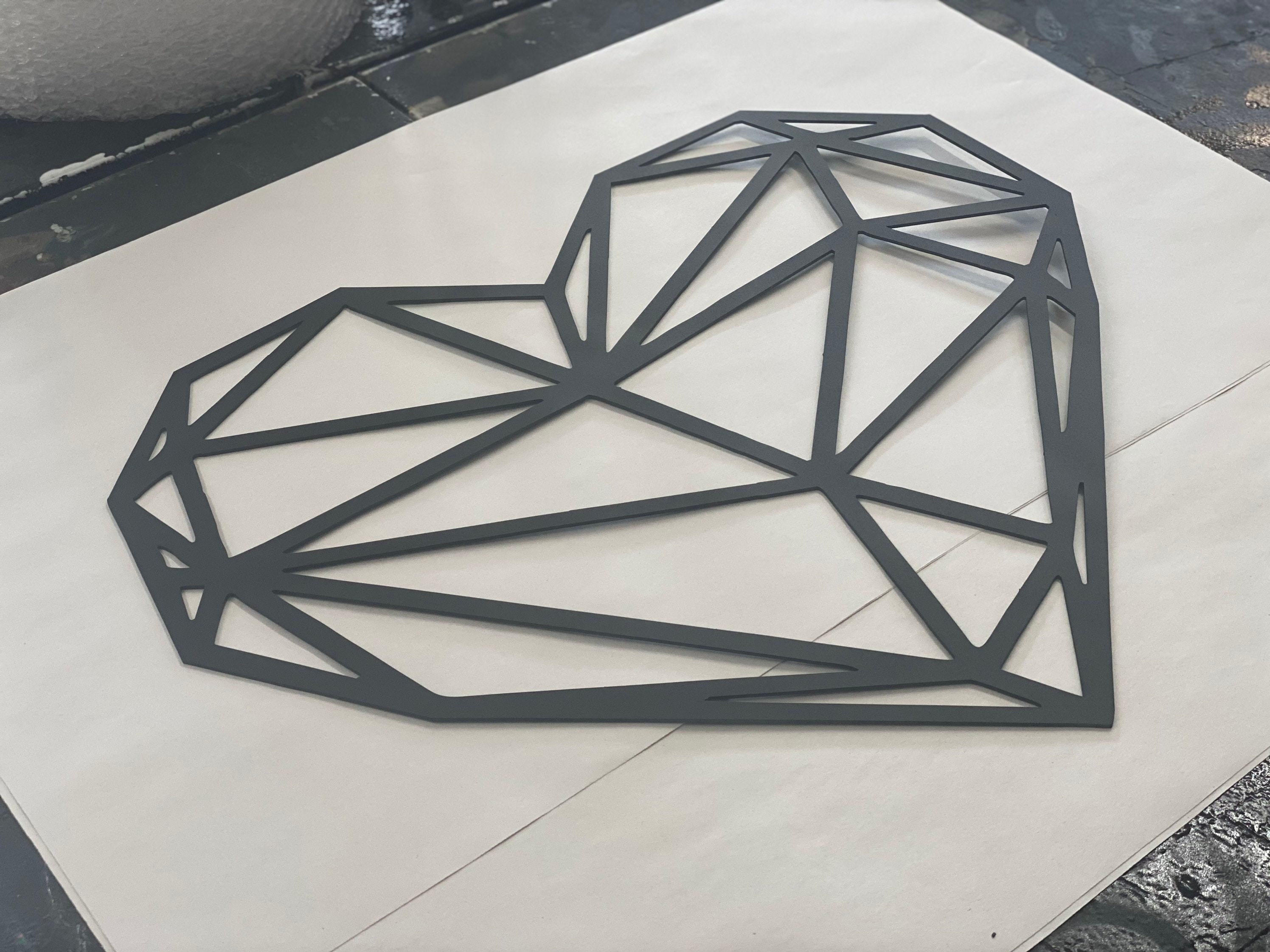 Geometric Metal Heart Metal wall art Valentines Day | Etsy