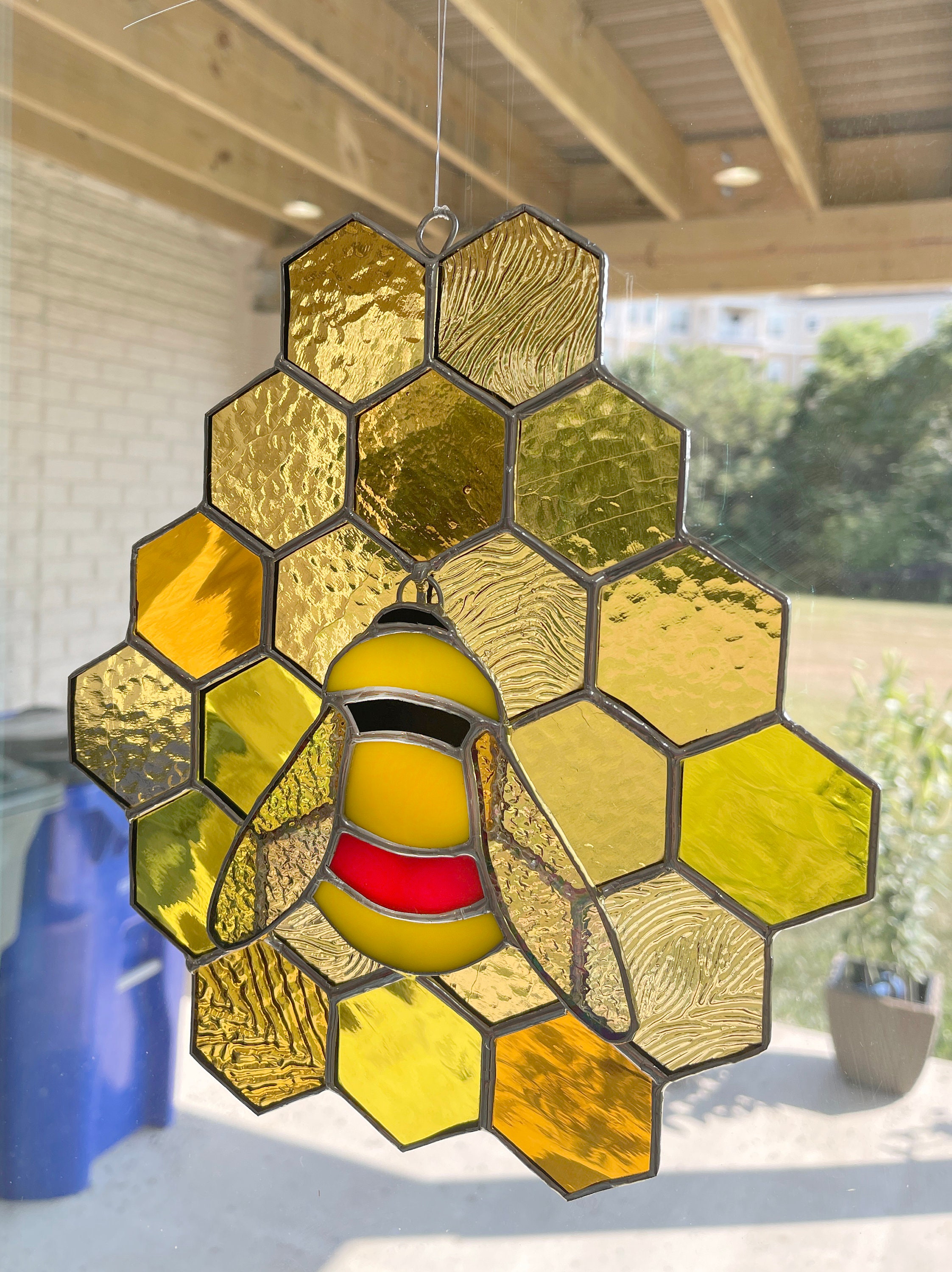 Stained Glass Bee With Beehive - Etsy