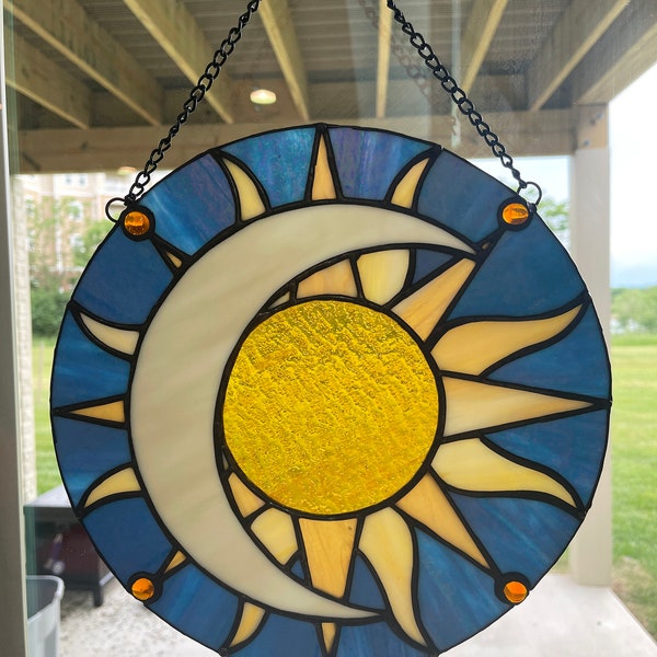Stained Glass Sun and Moon - Etsy