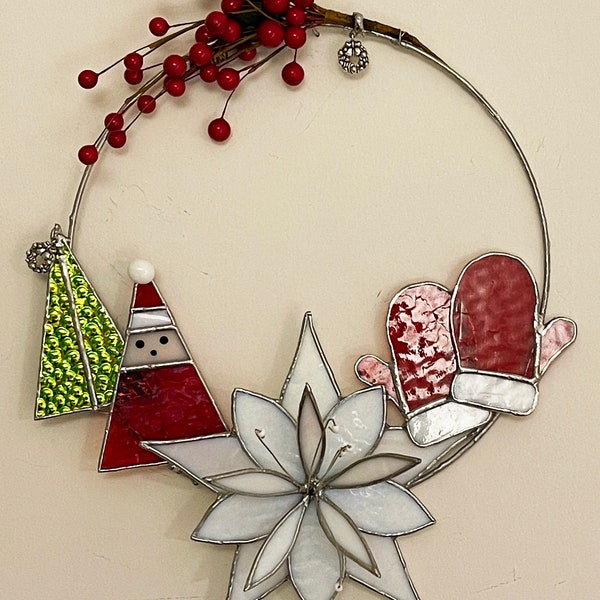 Stained Glass Christmas Wreath - Etsy