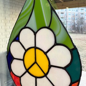 Teardrop Shaped Stained Glass Peace Flower - Etsy