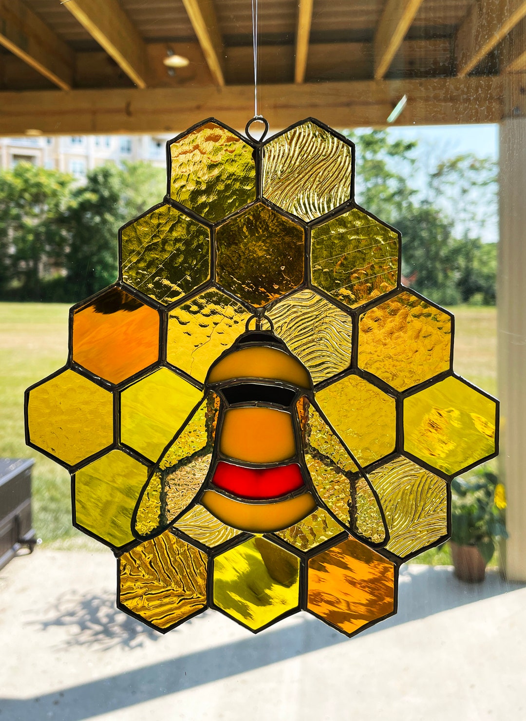 Stained Glass Bee With Beehive - Etsy