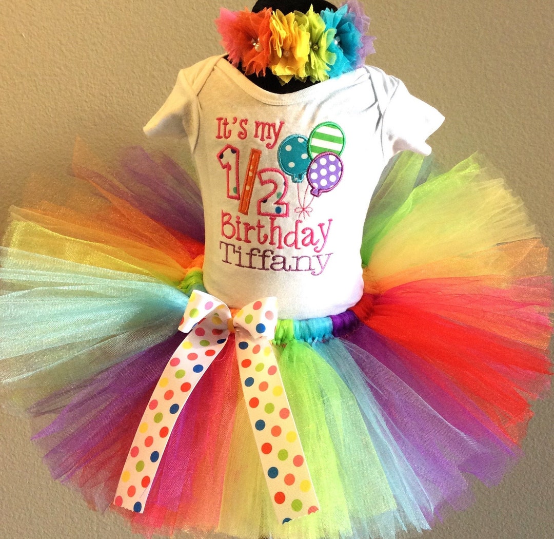 Rainbow Balloons 1/2 birthday Tutu set custom made up to size 6x - Etsy.de