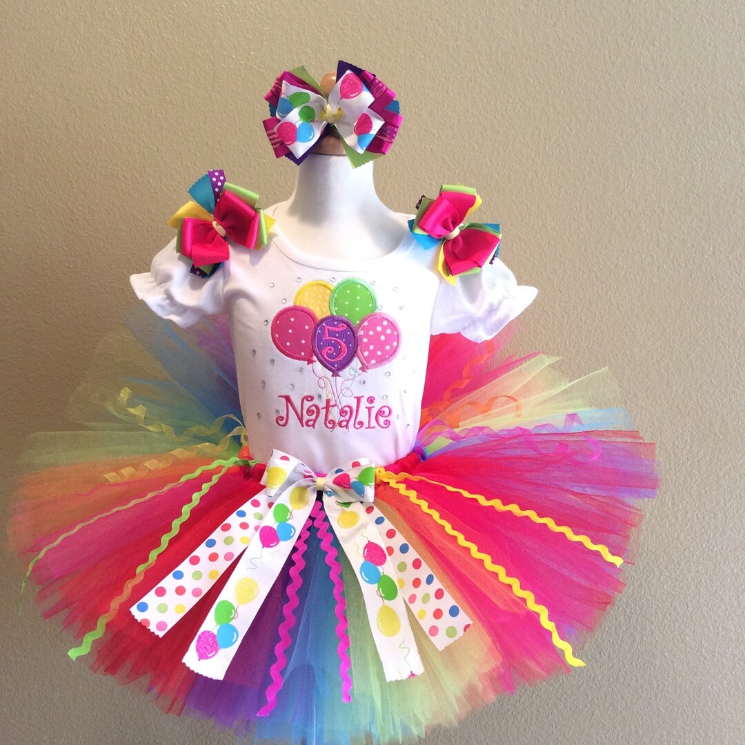 Rainbow Birthday Balloons Tutu Set Custom Made up to Size 6x - Etsy