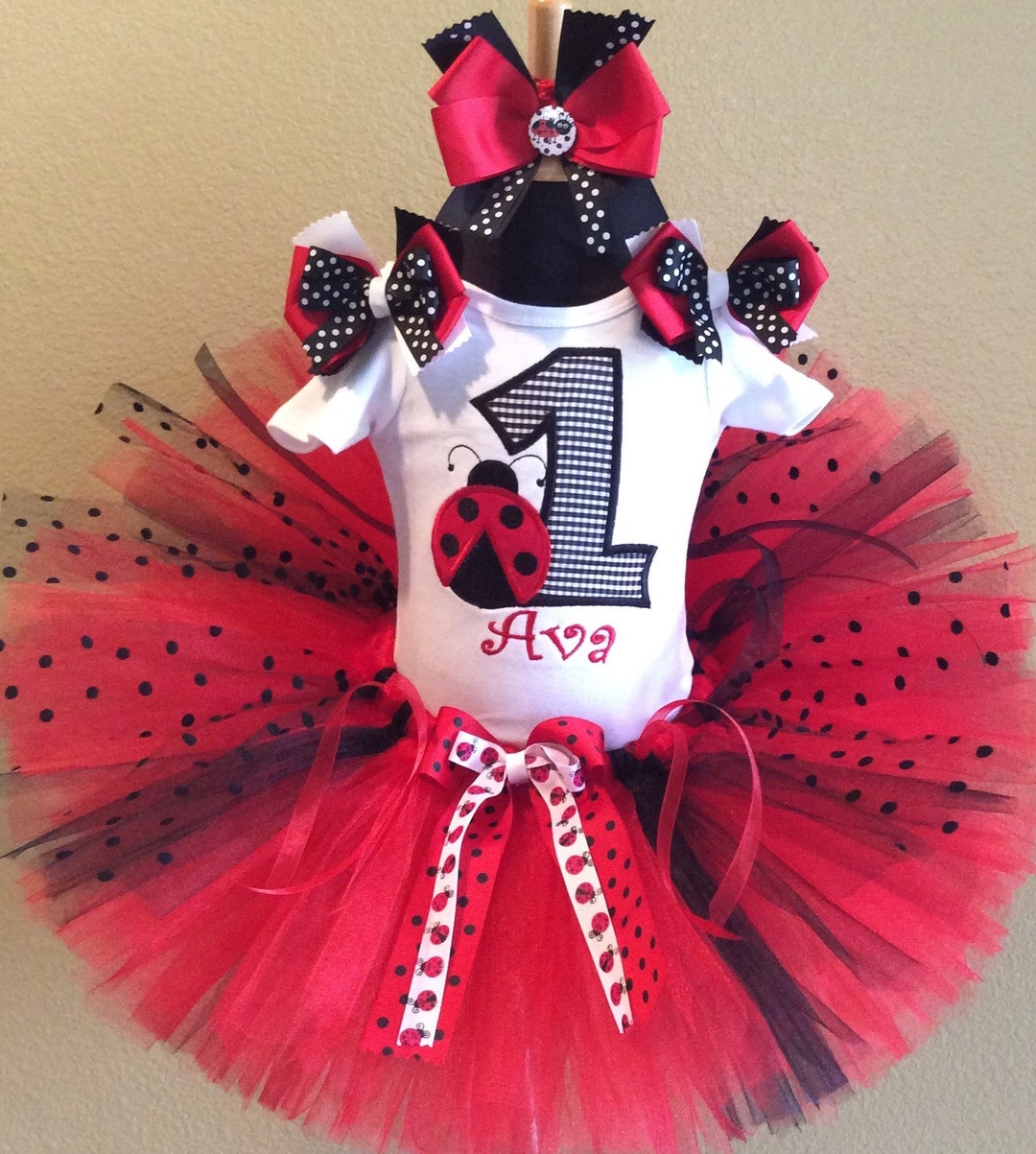 Red and Black Polka Dots Ladybug Tutu Set Custom Made 3 Piece: Tutu ...