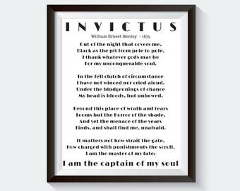 Invictus poem | Etsy