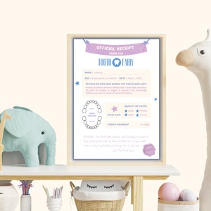 Tooth Fairy Printable, Tooth Fairy Receipt, First Tooth Certificate ...