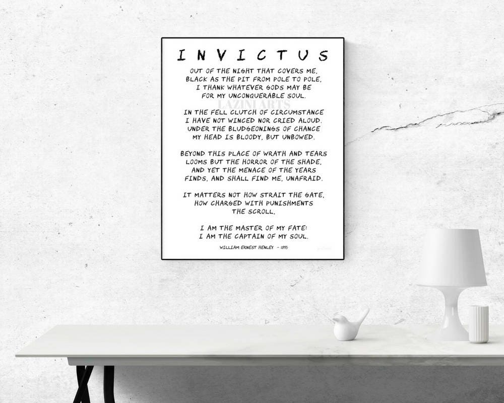Famous Poem. Invictus. Invictus Poem. Handwritten Font. - Etsy España