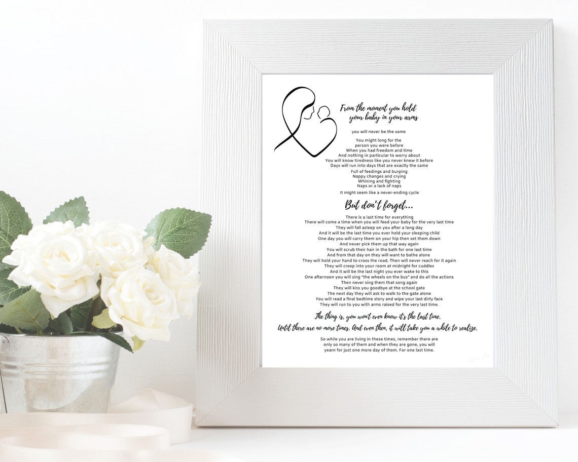Baby Shower Gift. the Last Time Poem PRINTABLE 8x10 11x14 - Etsy