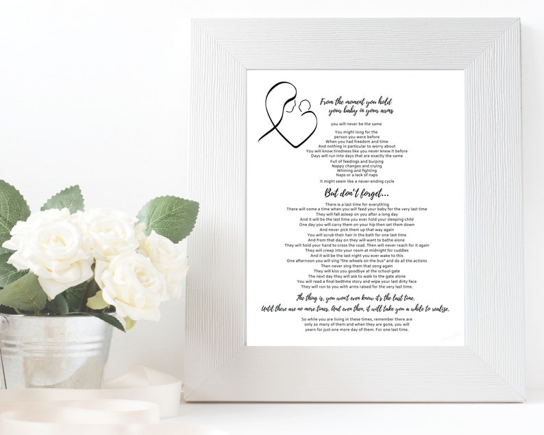 Baby Shower Gift. the Last Time Poem, PRINTABLE 8x10, 11x14 and 16x20 ...