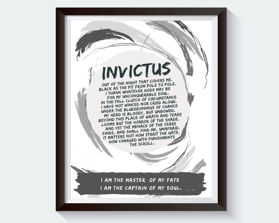 Poem About Life: Invictus Poem by William Ernest Henley. - Etsy