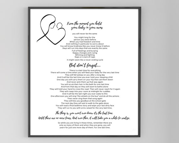 Baby Shower Gift. the Last Time Poem PRINTABLE 8x10 11x14 - Etsy