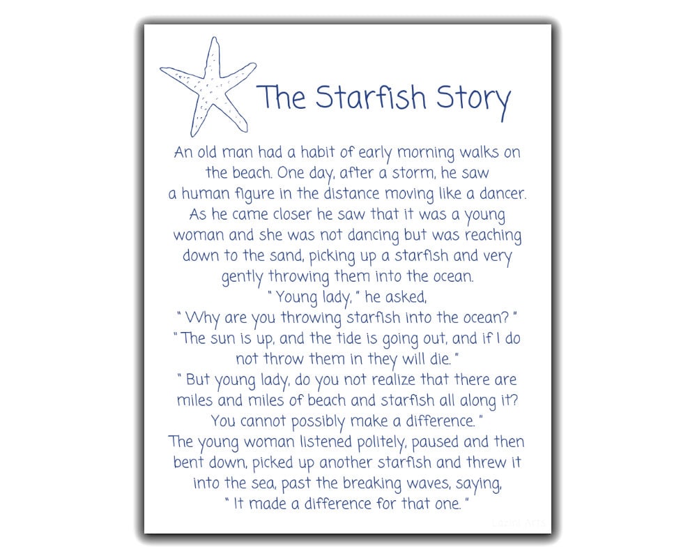 Starfish Poem by Loren Eiseley, the Starfish Story Printable Sign - Etsy