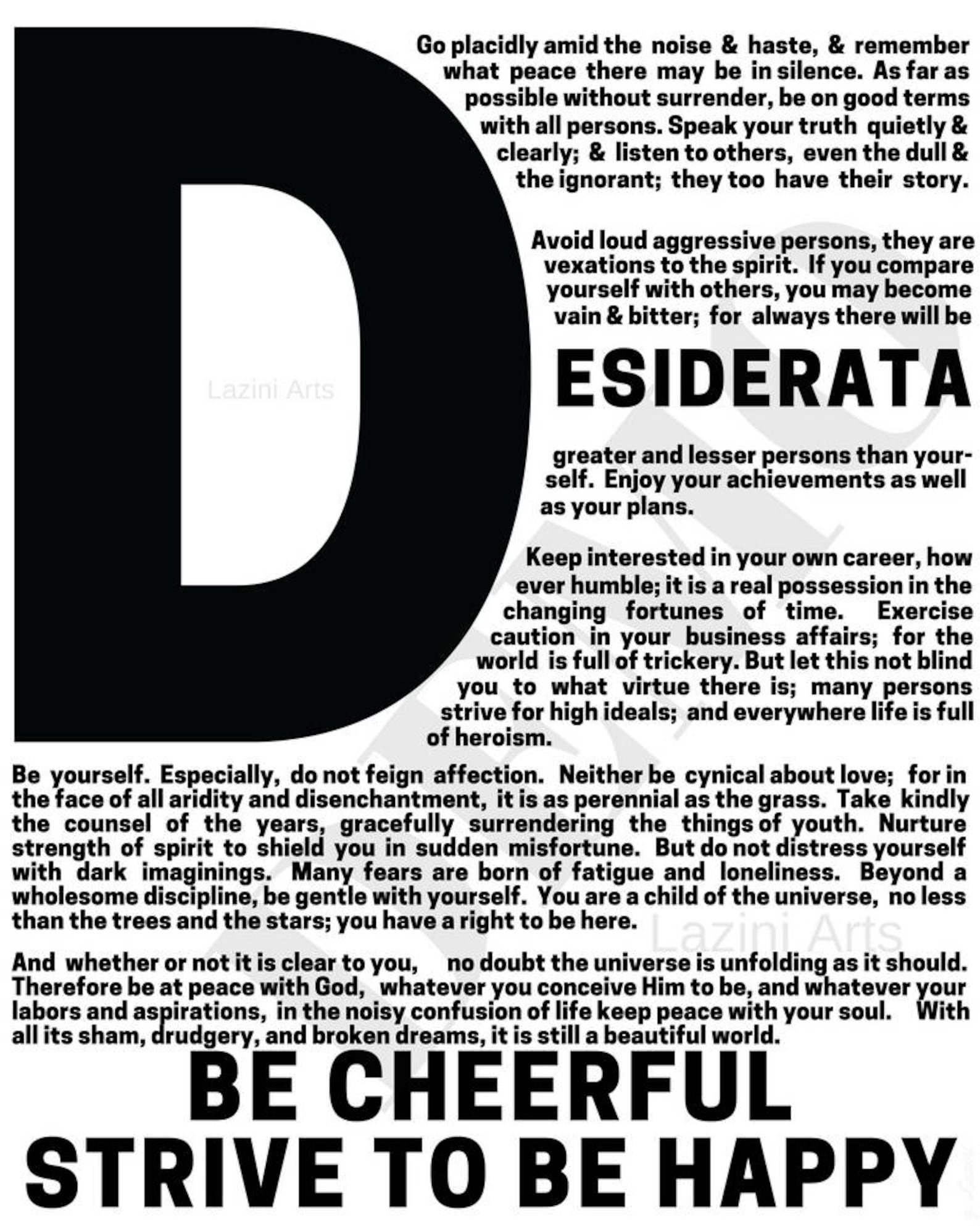 Desiderata. Calligraphy. Desiderata Poem. Max Ehrmann. Desiderata ...