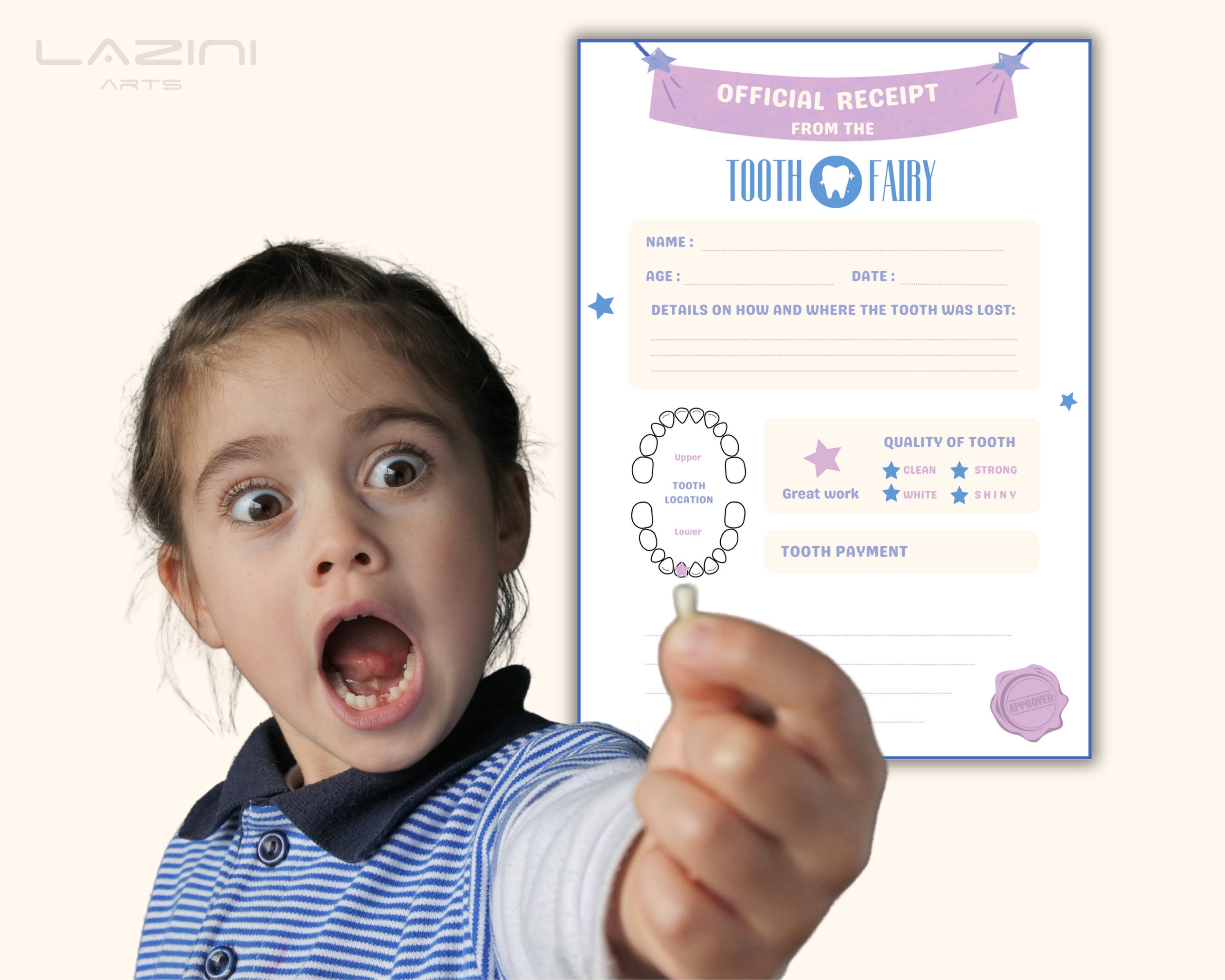 Tooth Fairy Printable, Tooth Fairy Receipt, First Tooth Certificate ...