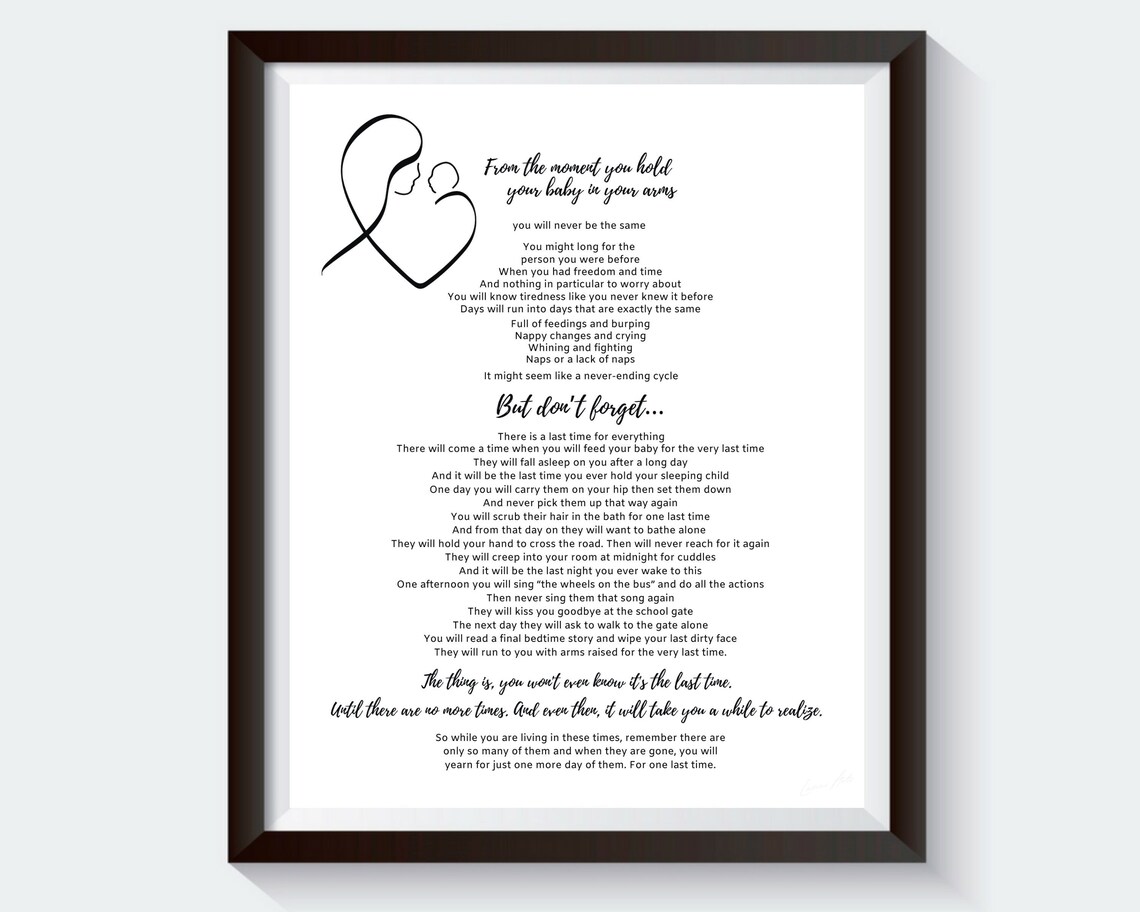 Baby Shower Gift. the Last Time Poem PRINTABLE 8x10 11x14 - Etsy