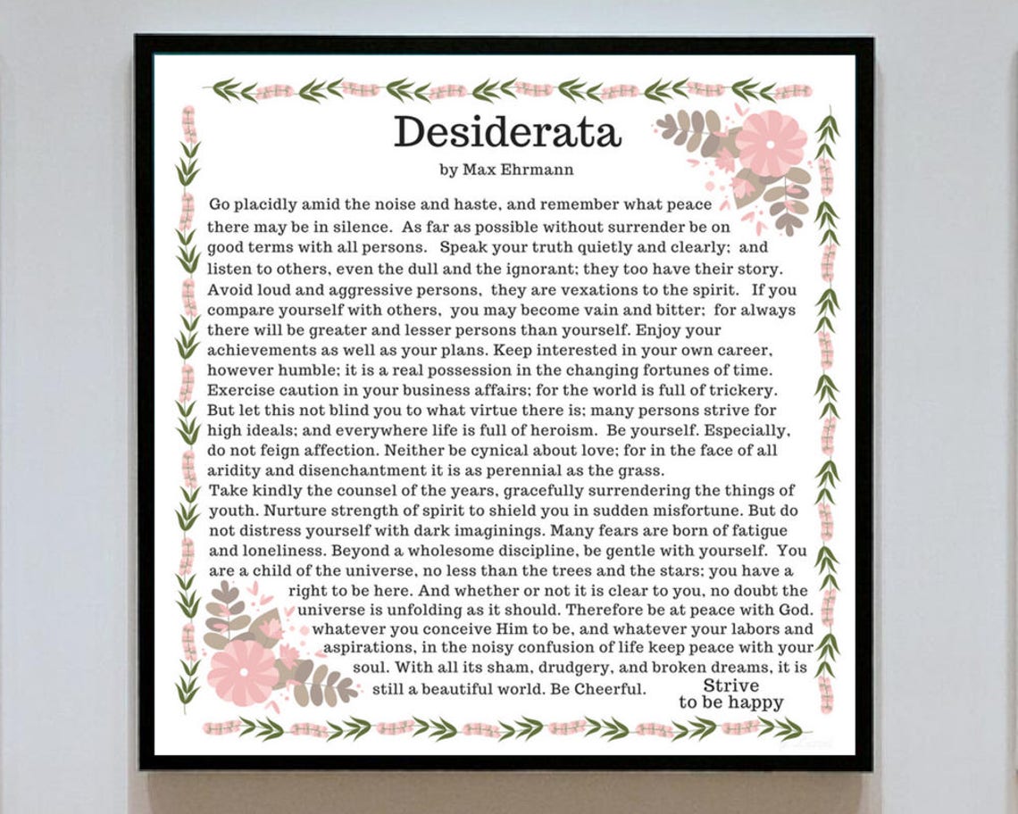 Desiderata Full Text. Desiderata Full Poem. Desiderata Poster. - Etsy ...