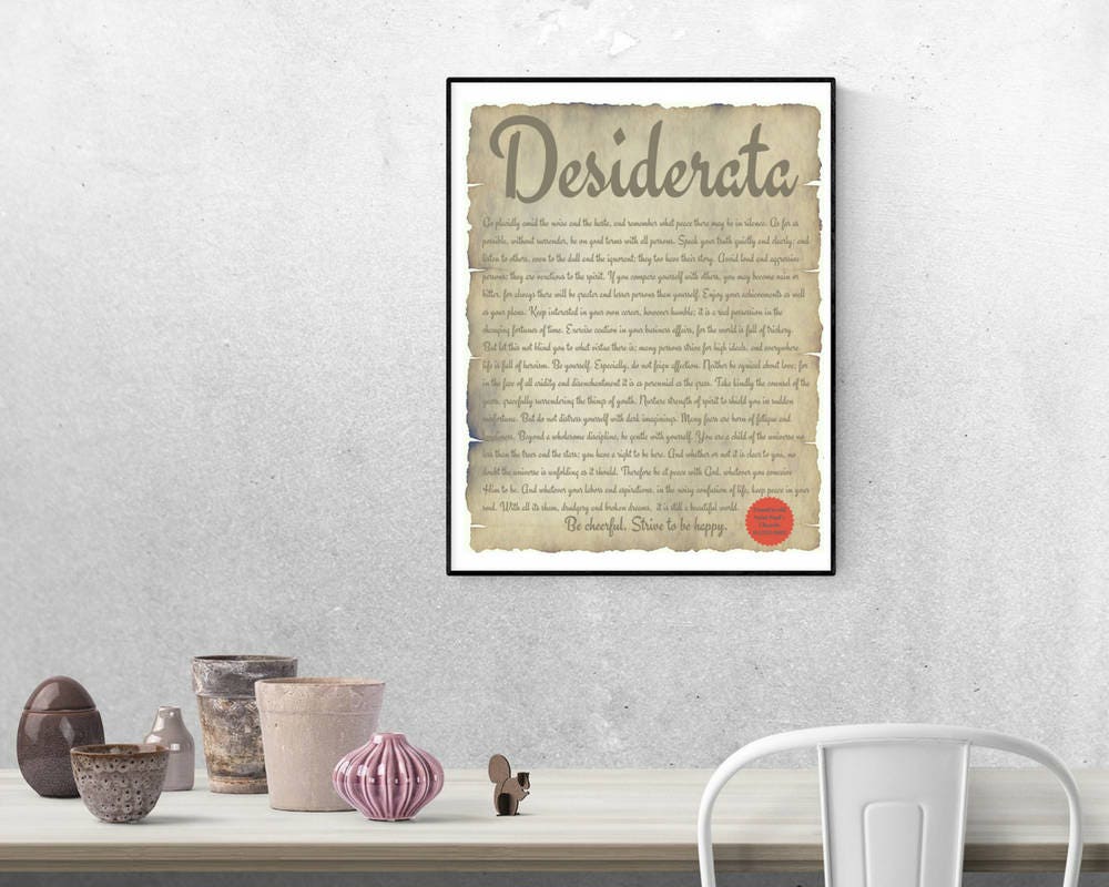 Antique Gift. Graduation Gift. Desiderata. Desiderata Poster. - Etsy