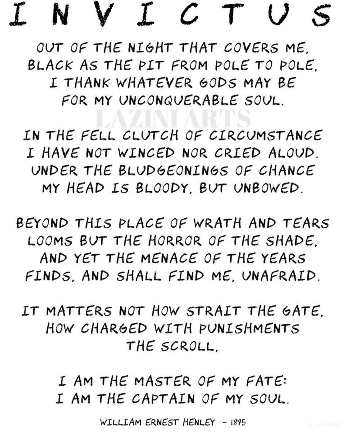 Famous Poem. Invictus. Invictus Poem. Handwritten Font. - Etsy España
