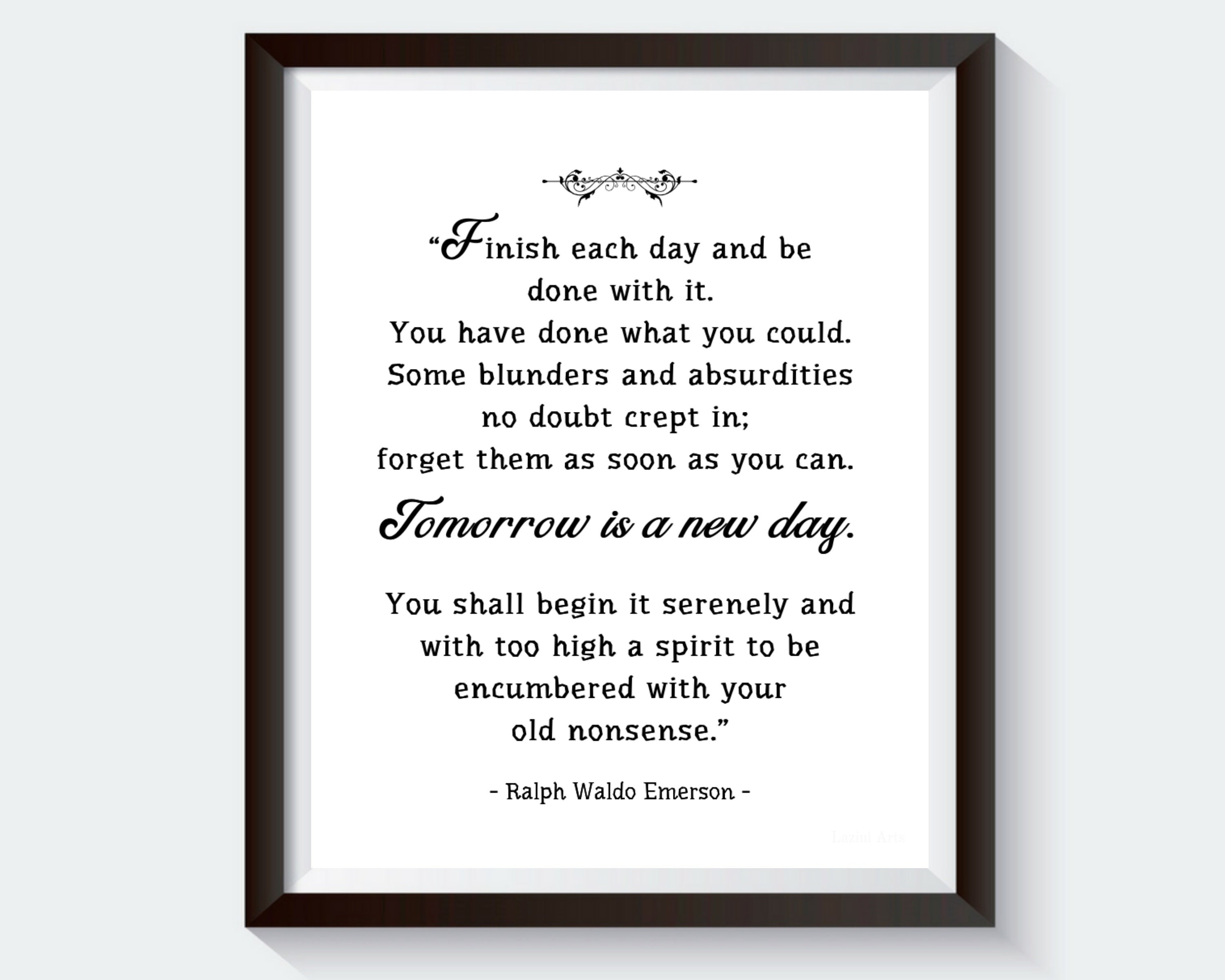 Finish Each Day Ralph Waldo Emerson Quote TWO Printable - Etsy