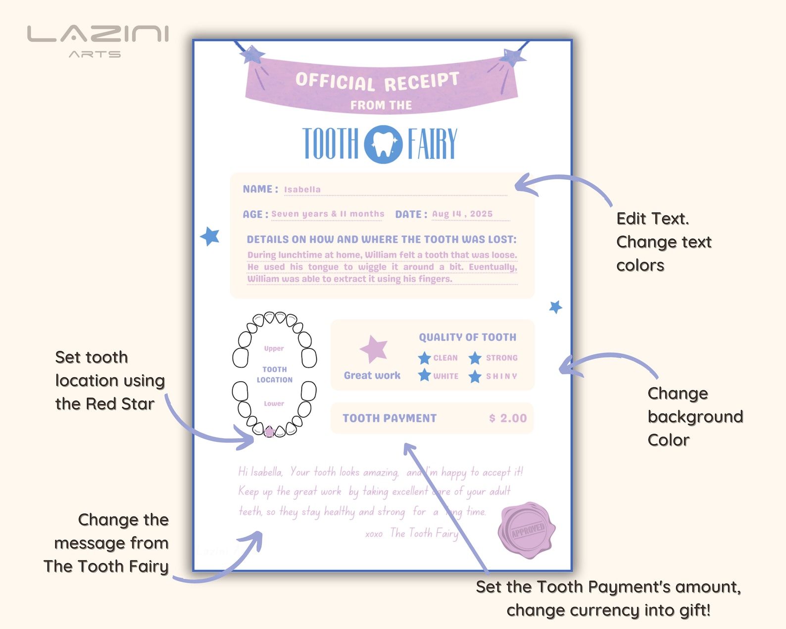 Tooth Fairy Printable, Tooth Fairy Receipt, First Tooth Certificate ...