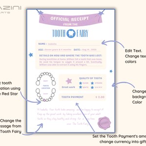 Tooth Fairy Printable, Tooth Fairy Receipt, First Tooth Certificate ...