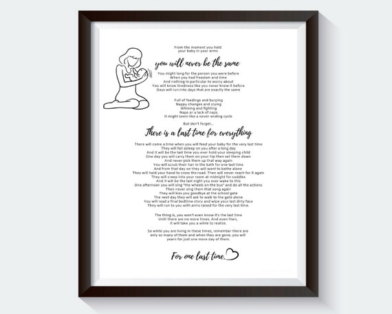 Baby Shower Gift. The Last Time Poem printable 11x14 and | Etsy