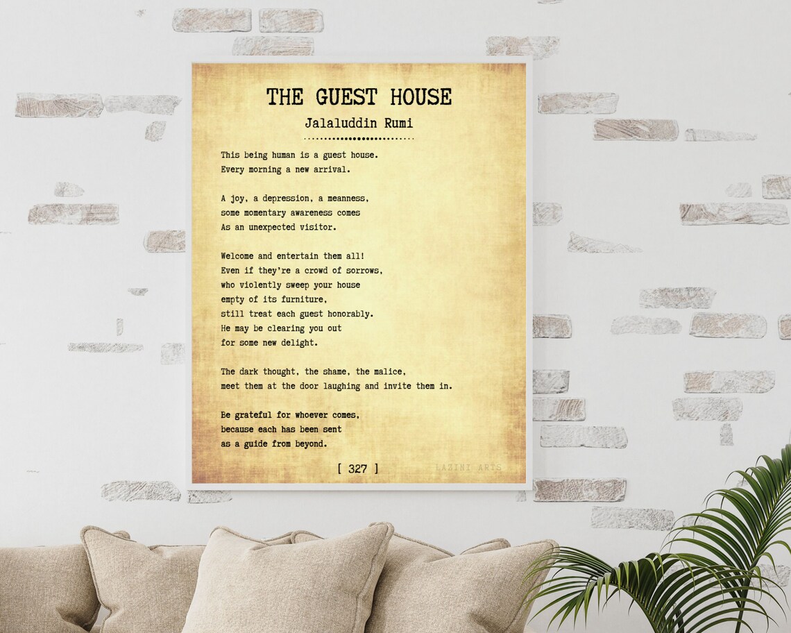 Rumi Quote: the Guest House Poem Typewriter Font Rumi | Etsy