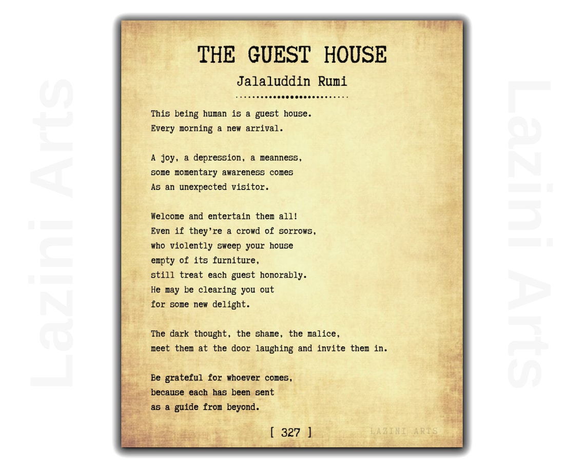 Rumi Quote: the Guest House Poem Typewriter Font, Rumi Poetry ...