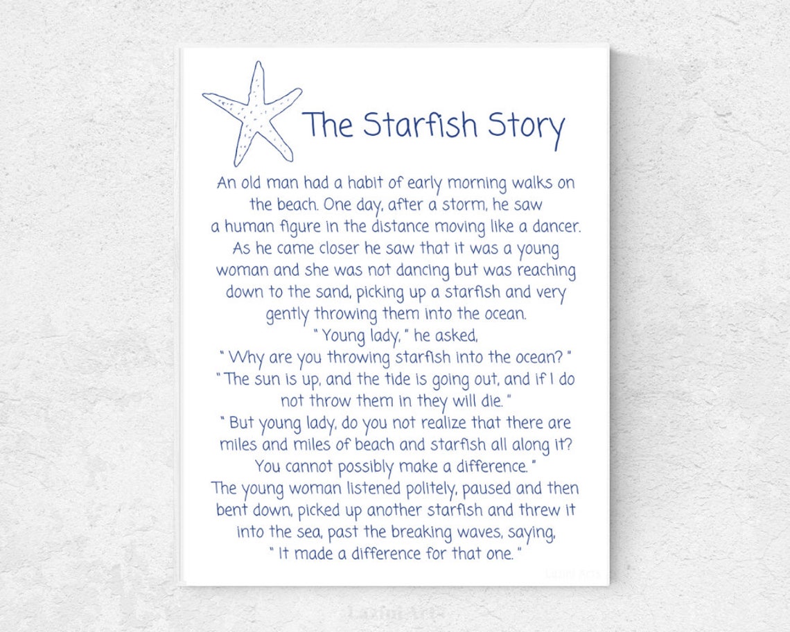 Starfish Poem by Loren Eiseley the Starfish Story Printable - Etsy