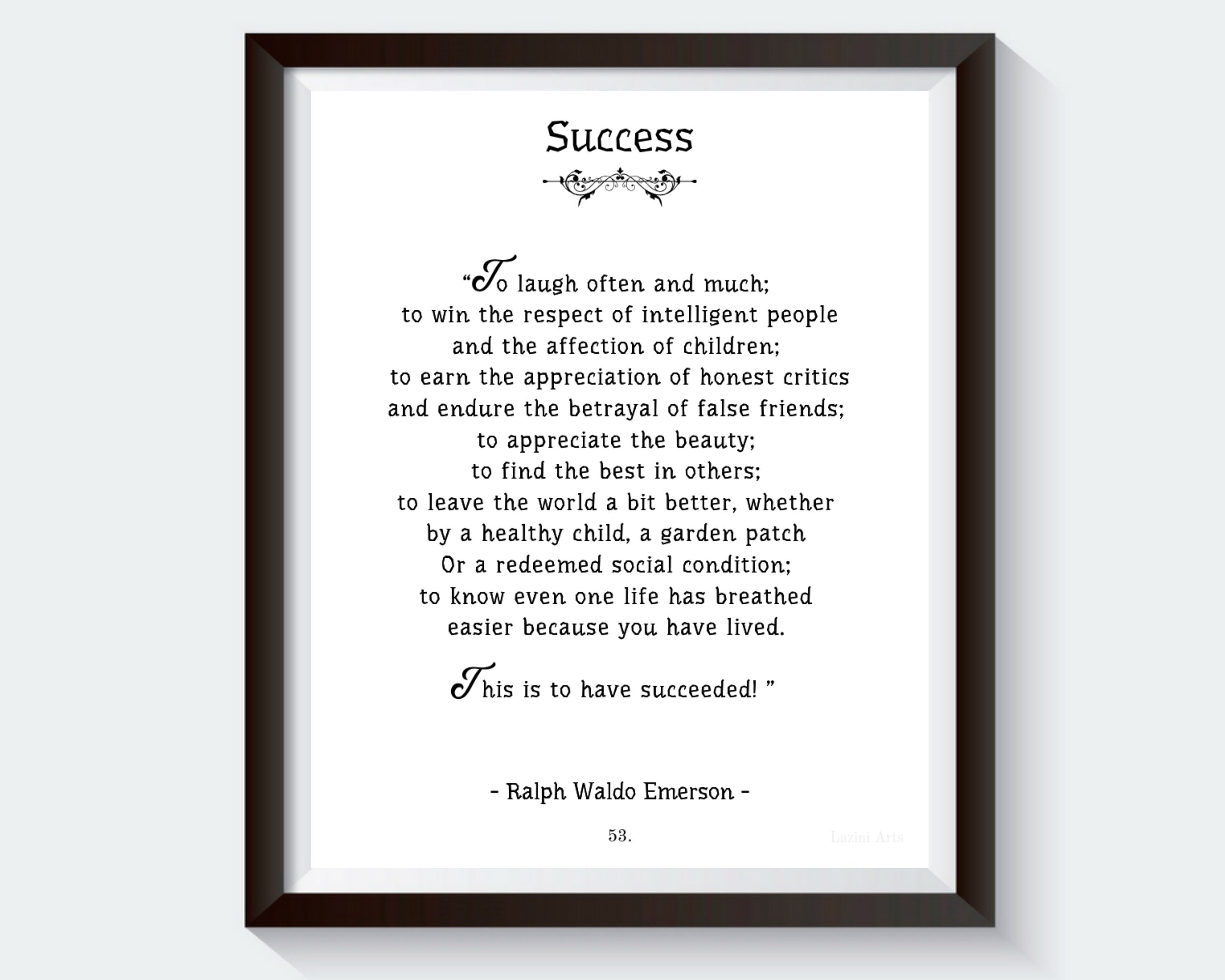 Book Page Art: Success Poem by Ralph Waldo Emerson. TWO Printable ...