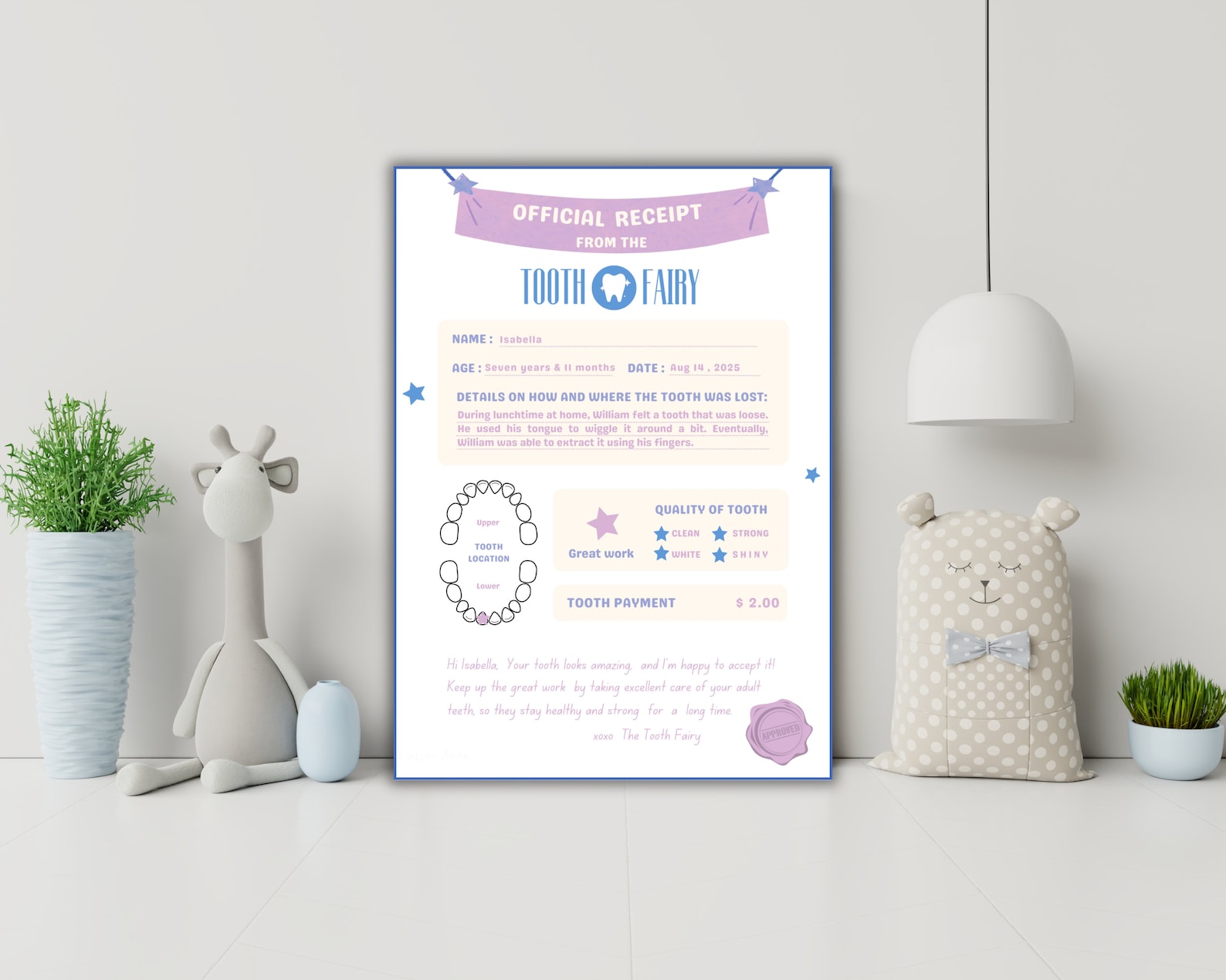 Tooth Fairy Printable, Tooth Fairy Receipt, First Tooth Certificate ...