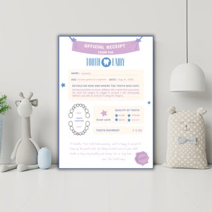 Tooth Fairy Printable, Tooth Fairy Receipt, First Tooth Certificate ...