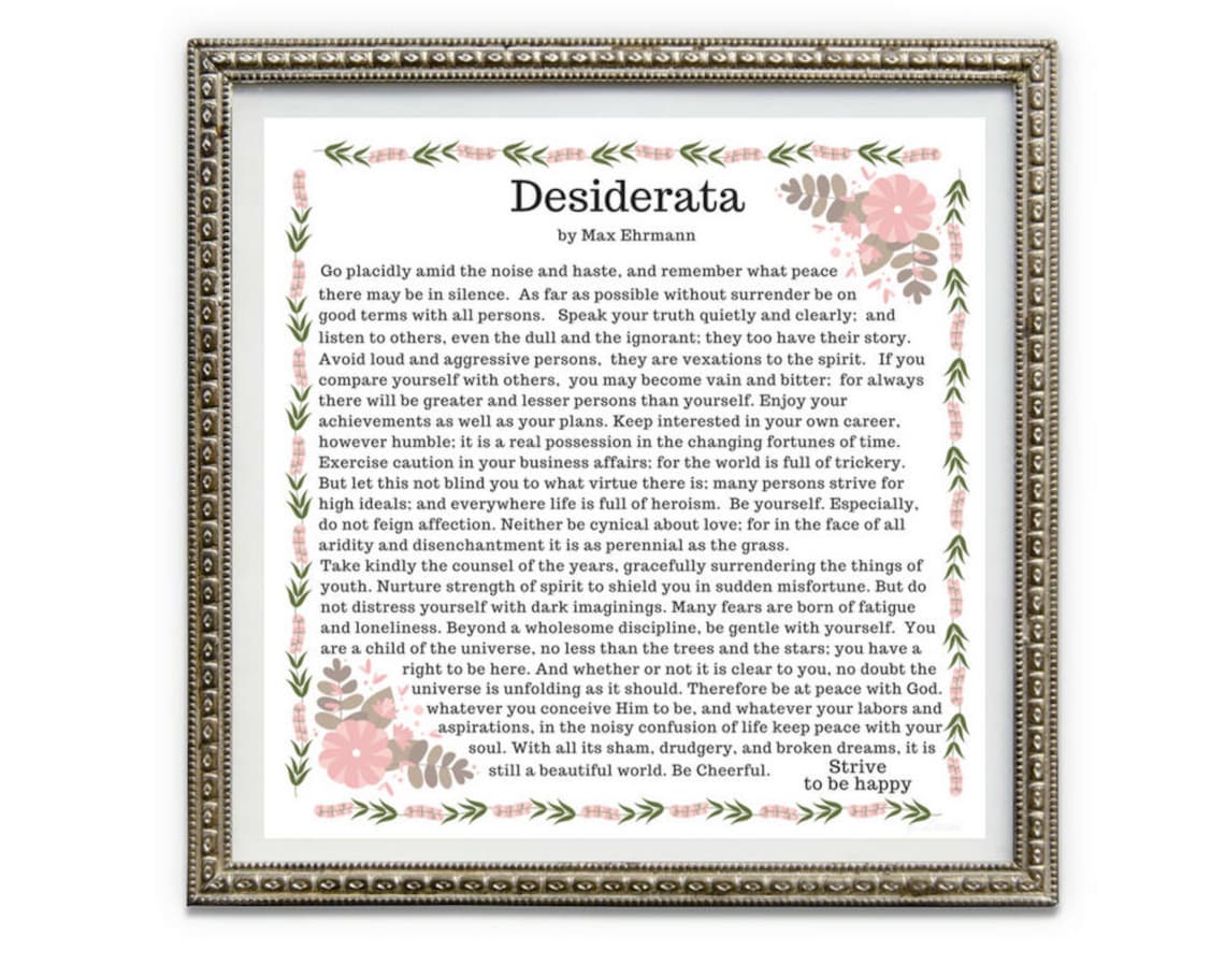 Desiderata Full Text. Desiderata Full Poem. Desiderata Poster. - Etsy ...