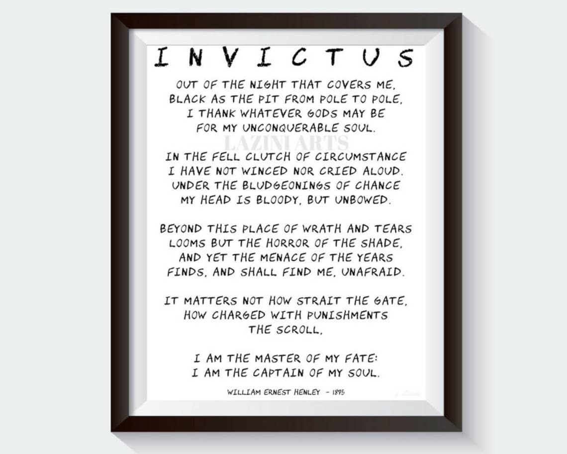 Famous Poem. Invictus. Invictus Poem. Handwritten Font. - Etsy España