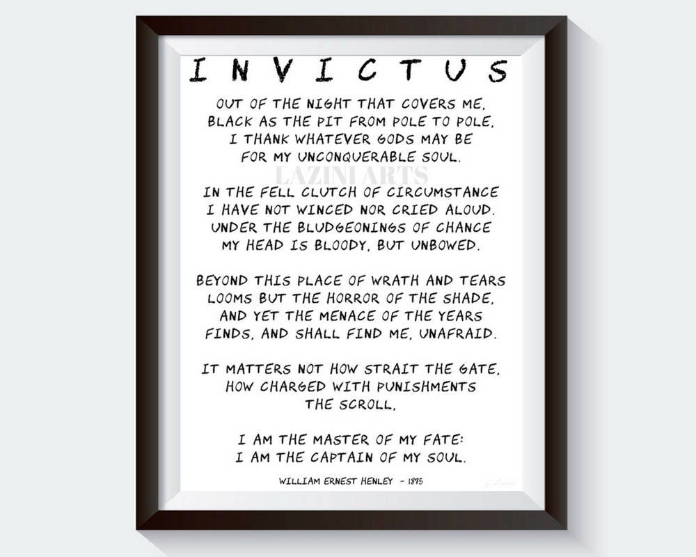 Famous Poem. Invictus. Invictus Poem. Handwritten Font. | Etsy