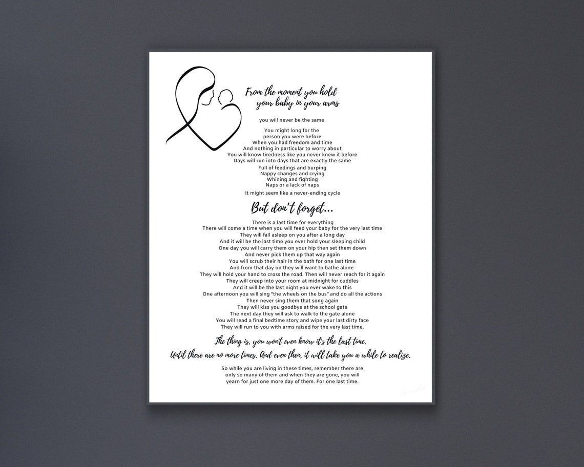 Baby Shower Gift. the Last Time Poem PRINTABLE 8x10 11x14 - Etsy