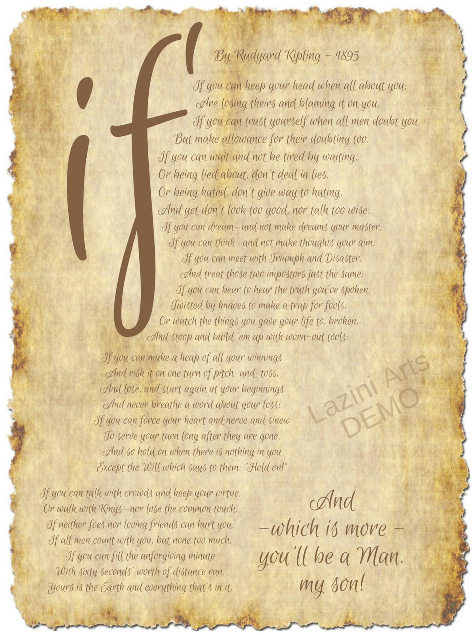 If by Kipling. If Poem Kipling. Rudyard Kipling. Kipling Poem. - Etsy UK
