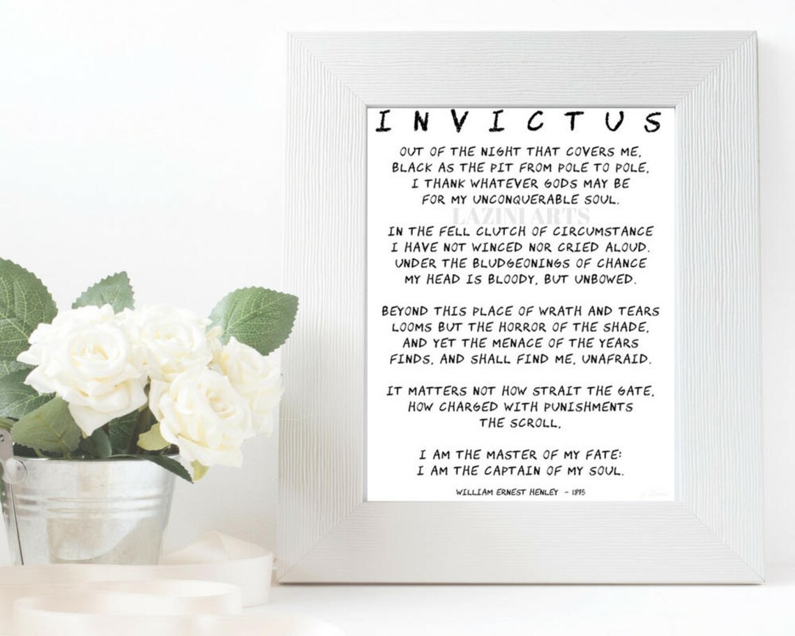 Famous Poem. Invictus. Invictus Poem. Handwritten Font. - Etsy España