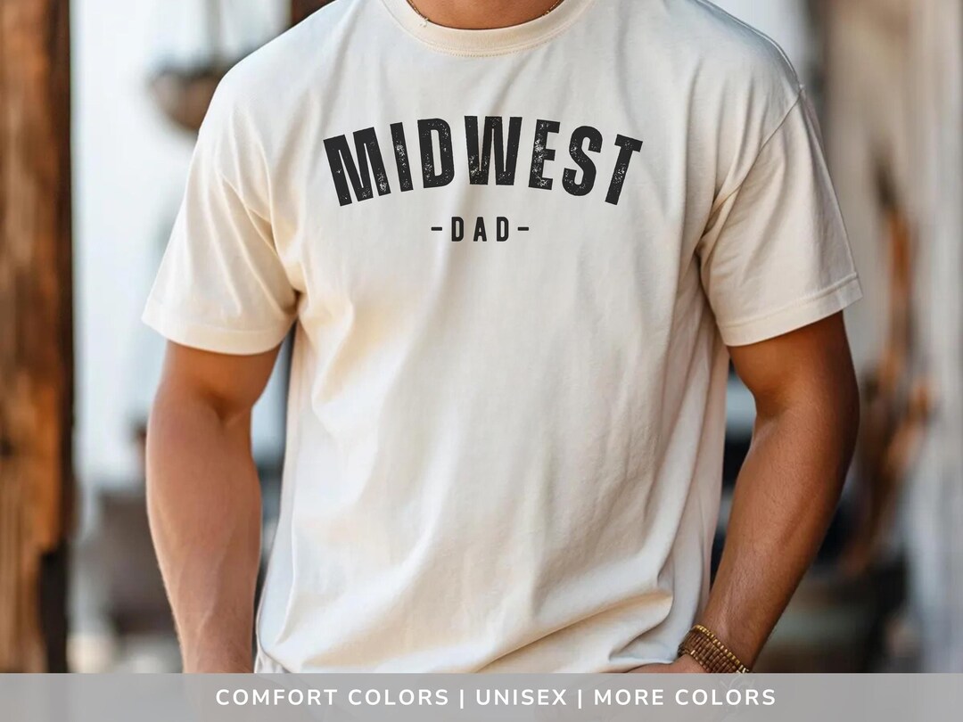 Midwest Dad Distressed Varsity Tee - Unisex Comfort Colors Shirt ...